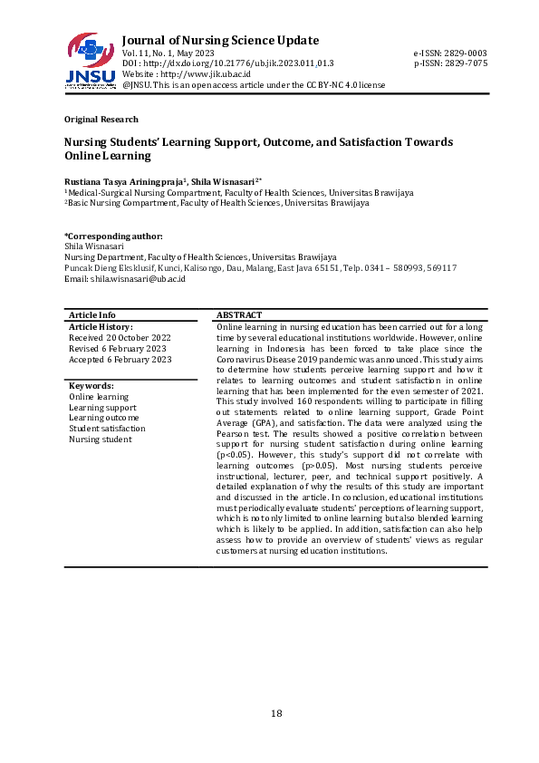 (PDF) Nursing Students’ Learning Support, Outcome, and Satisfaction ...