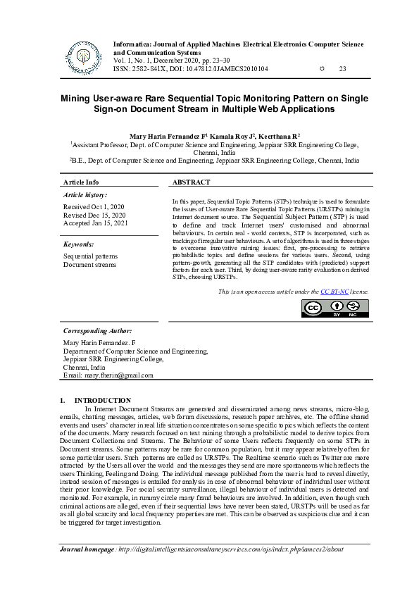 (PDF) Mining User-aware Rare Sequential Topic Monitoring Pattern on Single Sign-on Document ...