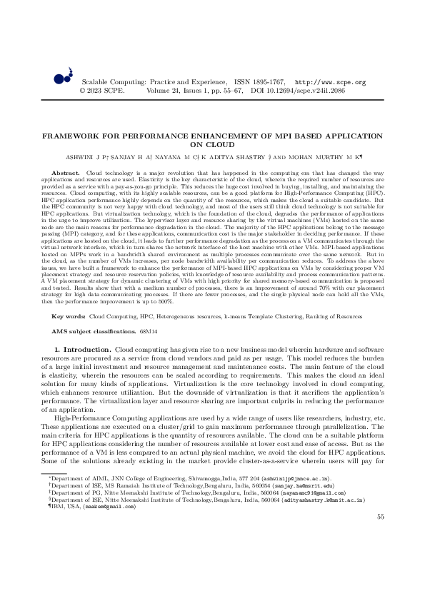 Pdf Framework For Performance Enhancement Of Mpi Based Application On