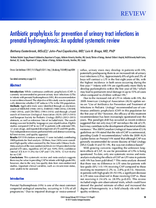 (PDF) Antibiotic prophylaxis for prevention of urinary tract infections ...