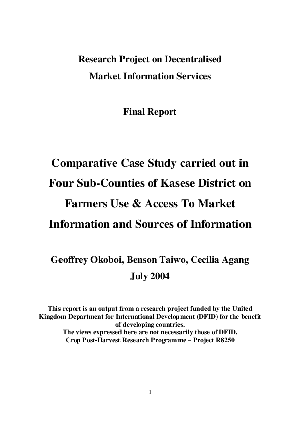 (PDF) Comparative case study carried out in four sub-counties of Kasese ...