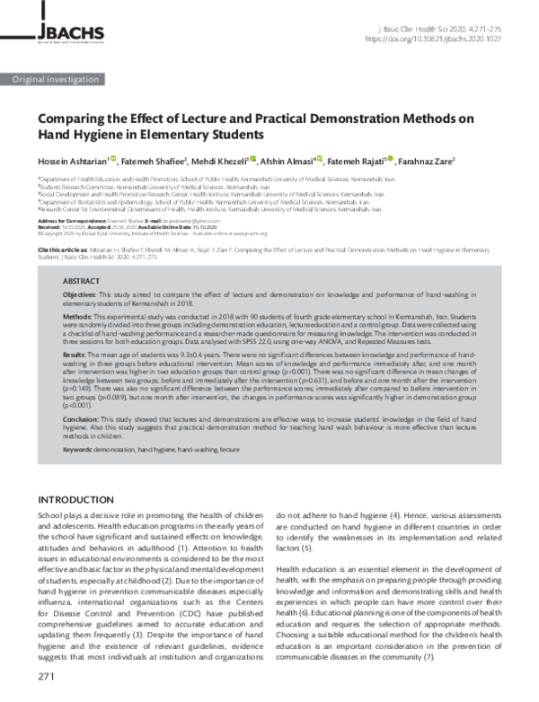 (PDF) Comparing the Effect of Lecture and Practical Demonstration ...