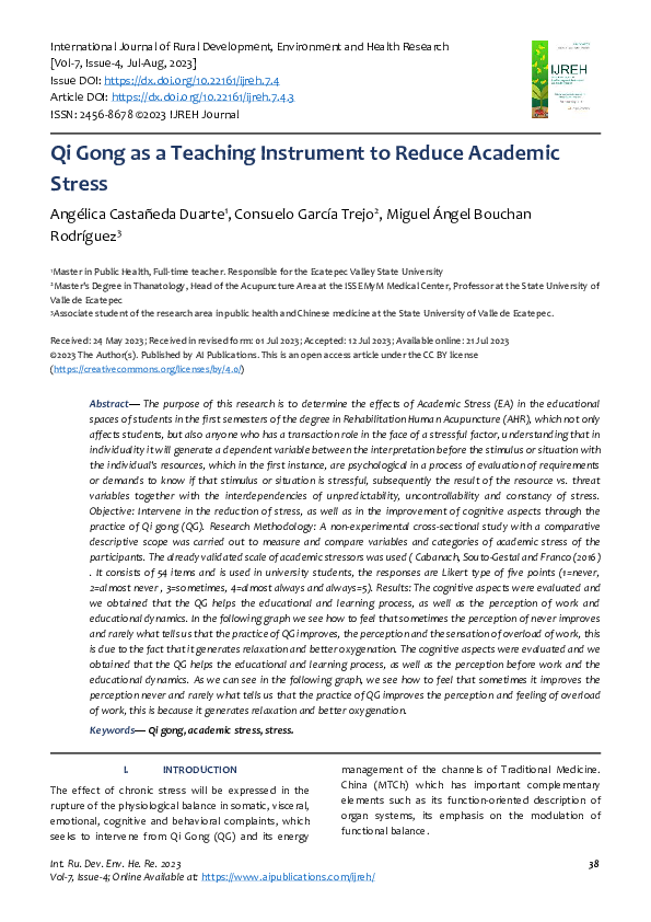 (PDF) Qi Gong as a Teaching Instrument to Reduce Academic Stress