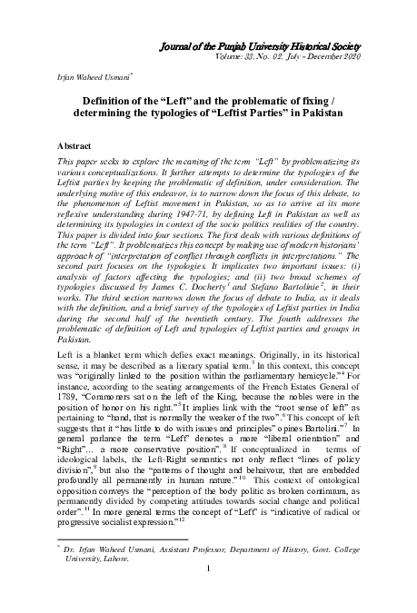 (PDF) Definition of the "Left" and the problematic of fixing ...