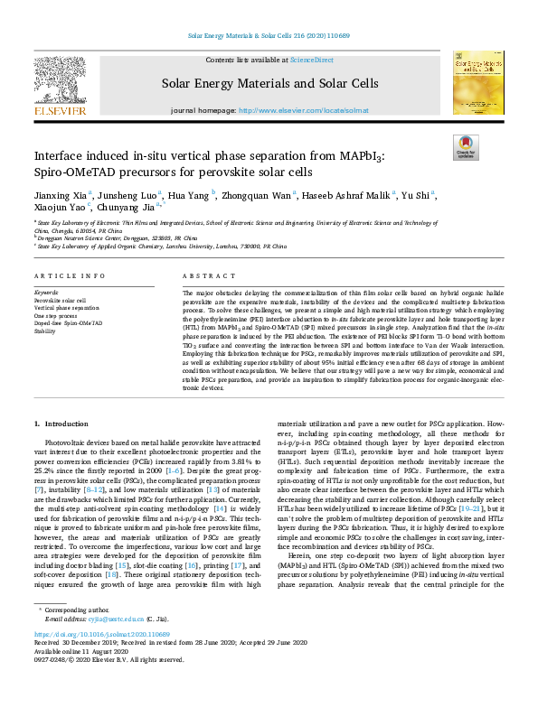 (PDF) Interface induced in-situ vertical phase separation from MAPbI3 ...