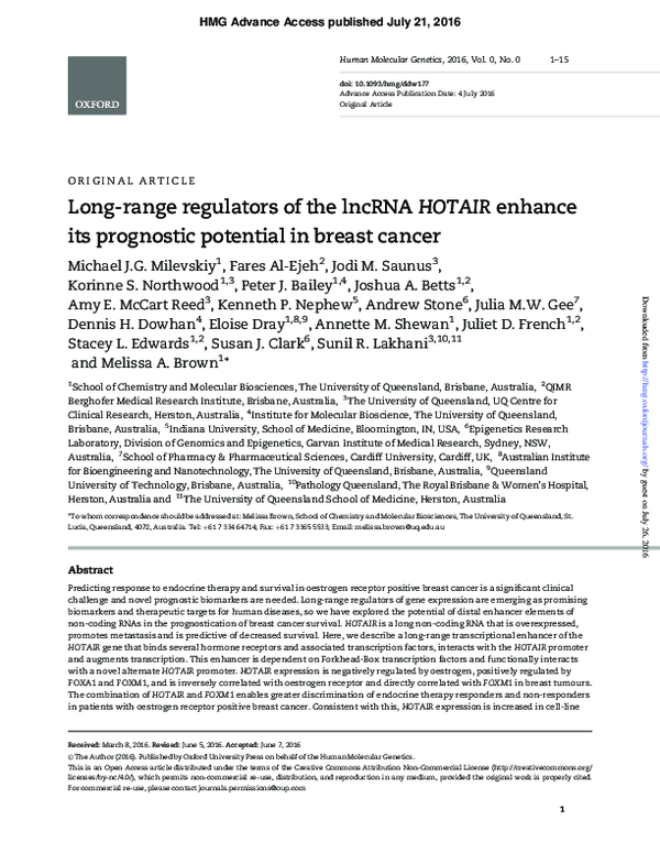 (PDF) Long-range regulators of the lncRNA HOTAIR enhance its prognostic ...