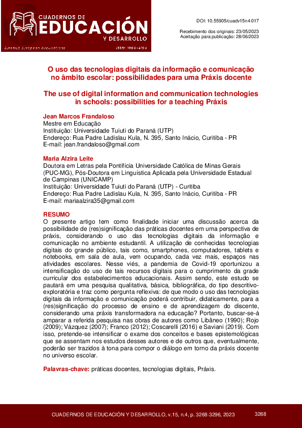(PDF) O uso das tecnologias digitais da informação e comunicação no ...