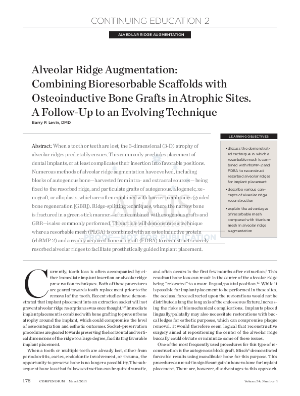 (PDF) Alveolar ridge augmentation: combining bioresorbable scaffolds ...