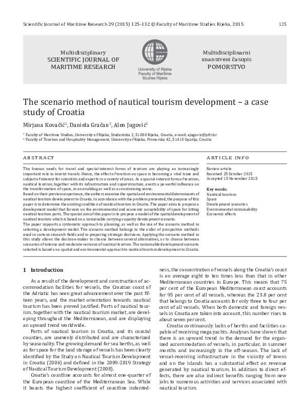 (PDF) The Scenario Method of Nautical Tourism Development - A Case Study of Croatia