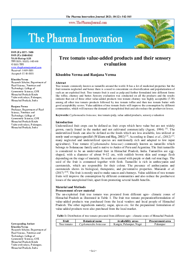 (PDF) Tree tomato value-added products and their sensory evaluation