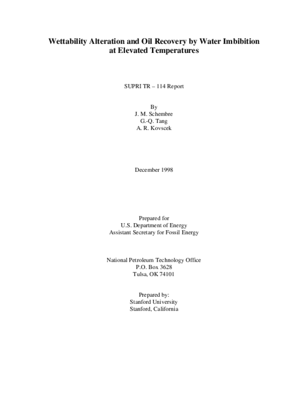 (PDF) Wettability alteration and oil recovery by water imbibition at ...