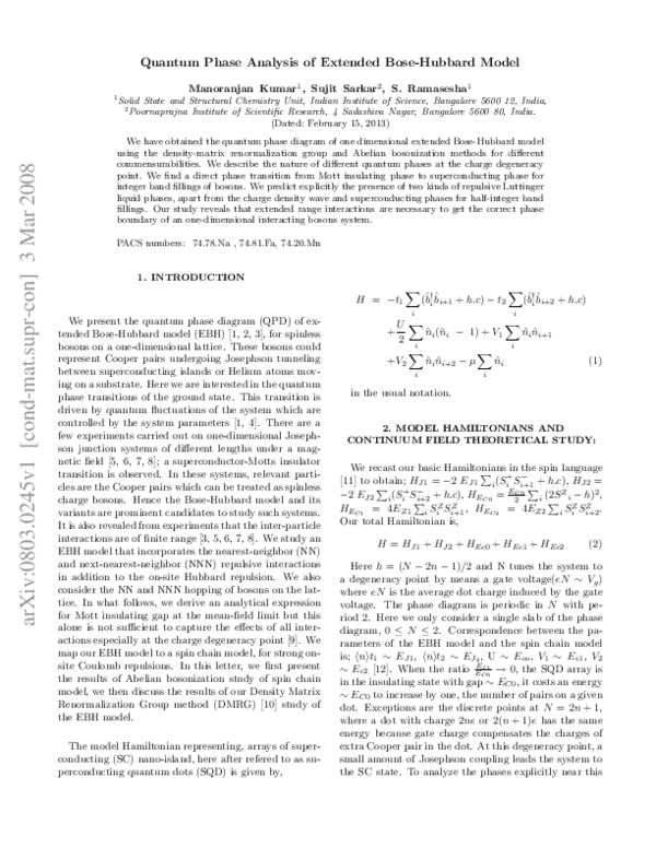 (PDF) Quantum Phase Analysis of Extended Bose-Hubbard Model