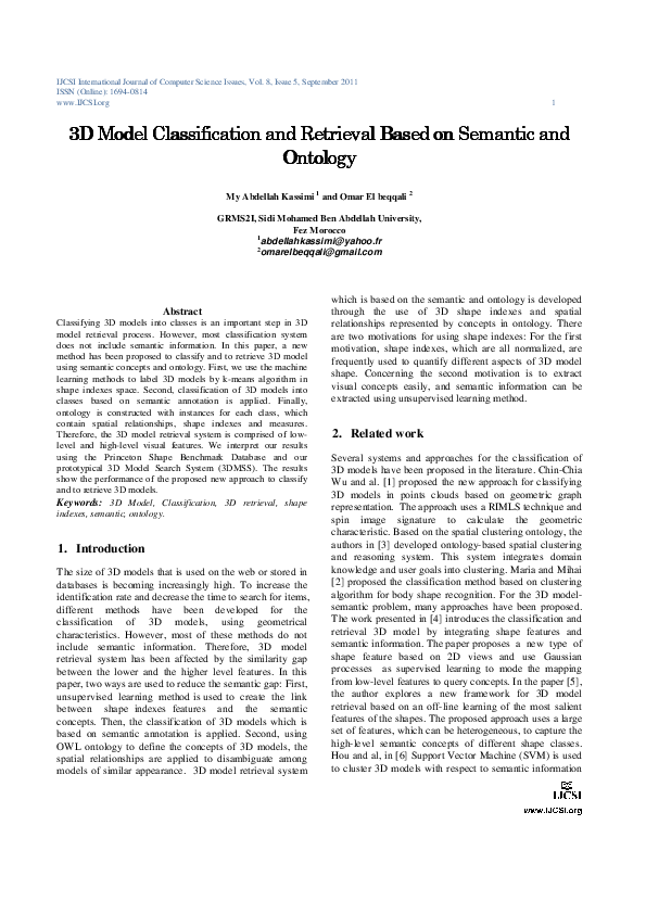 (PDF) 3D Model Retrieval Based on Semantic and Shape Indexes