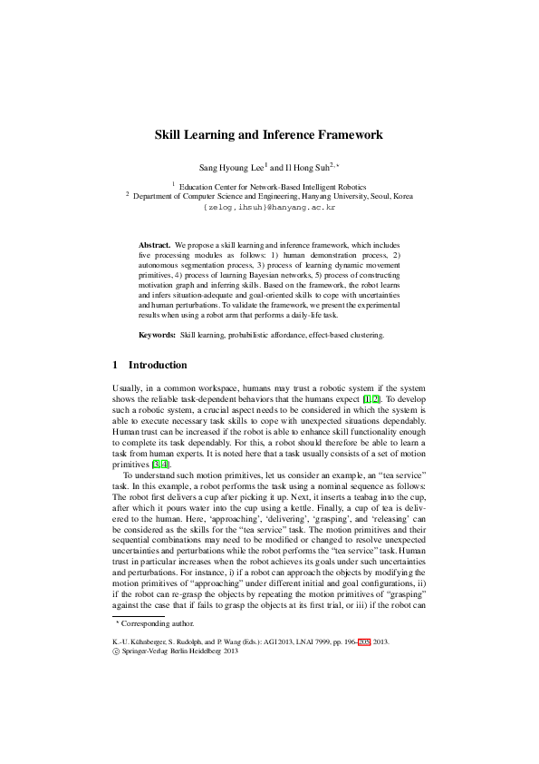 (PDF) Skill Learning and Inference Framework | Sang Hyoung Lee - Academia.edu