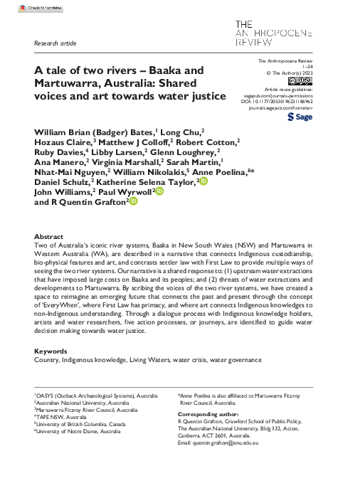 (PDF) A tale of two rivers -Baaka and Martuwarra, Australia: Shared ...