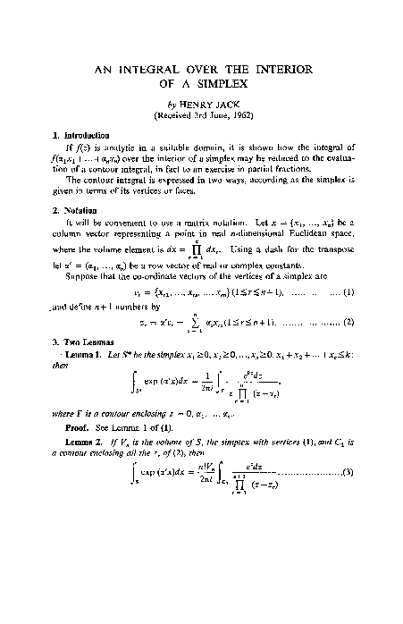 (PDF) An Integral over the Interior of a Simplex