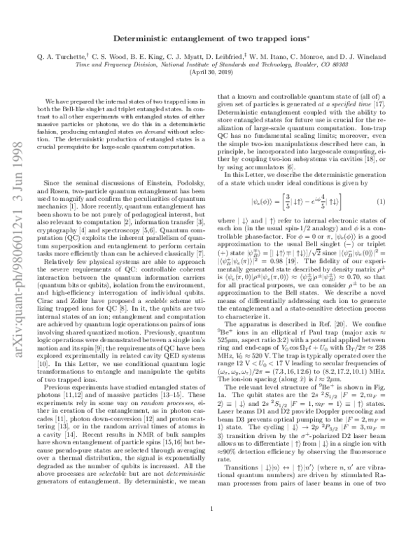 (PDF) Deterministic Entanglement of Two Trapped Ions | Farhan Saif - Academia.edu