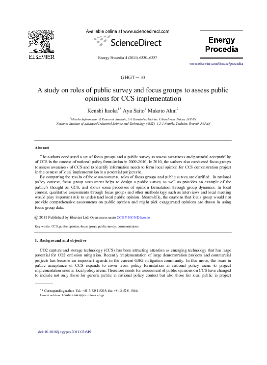 (PDF) A study on roles of public survey and focus groups to assess ...