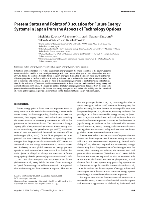 (PDF) Present Status and Points of Discussion for Future Energy Systems ...