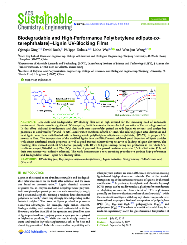 (PDF) Biodegradable and High-Performance Poly(butylene adipate-co-terephthalate)–Lignin UV ...