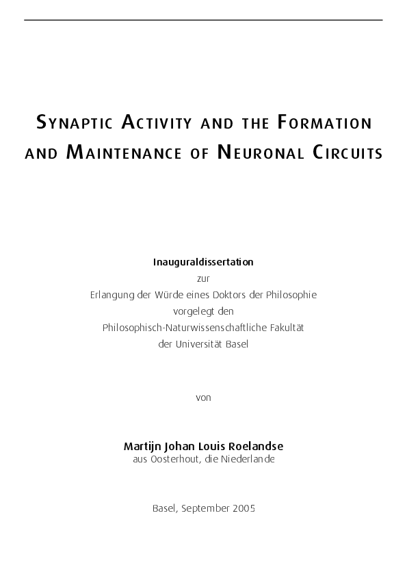 (PDF) Synaptic activity and the formation and maintenance of neuronal ...