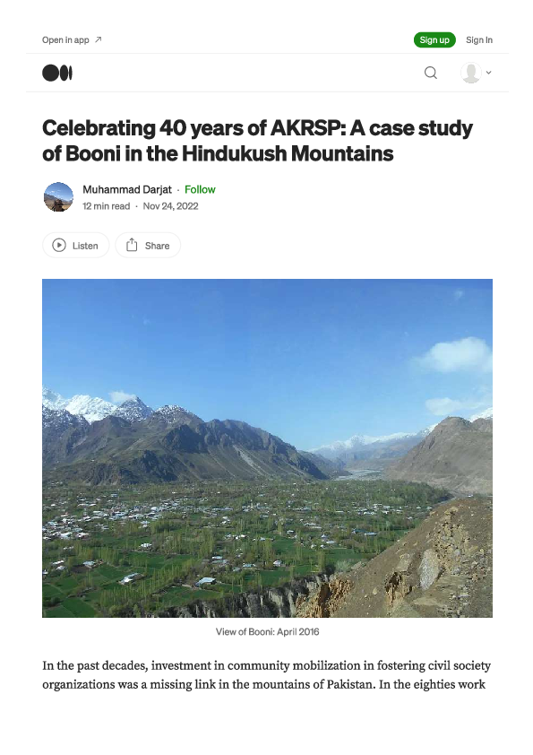 (PDF) Celebrating 40 Years of AKRSP A Case Study of Booni in the Hindu Kush Mountains