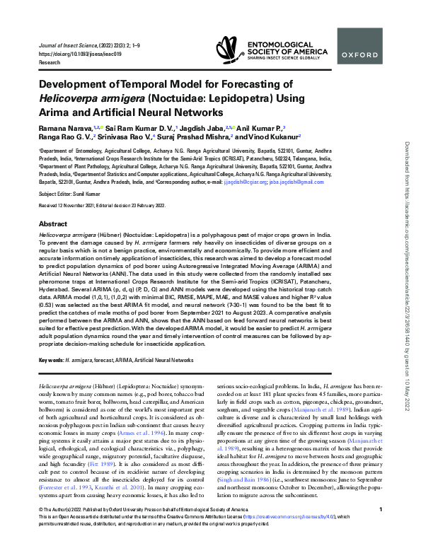 (PDF) Development of Temporal Model for Forecasting of Helicoverpa ...