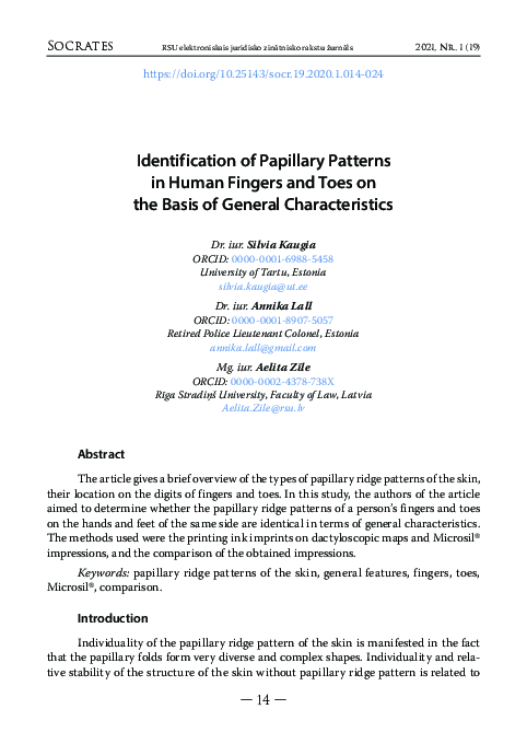 (PDF) Identification of Papillary Patterns in Human Fingers and Toes on ...