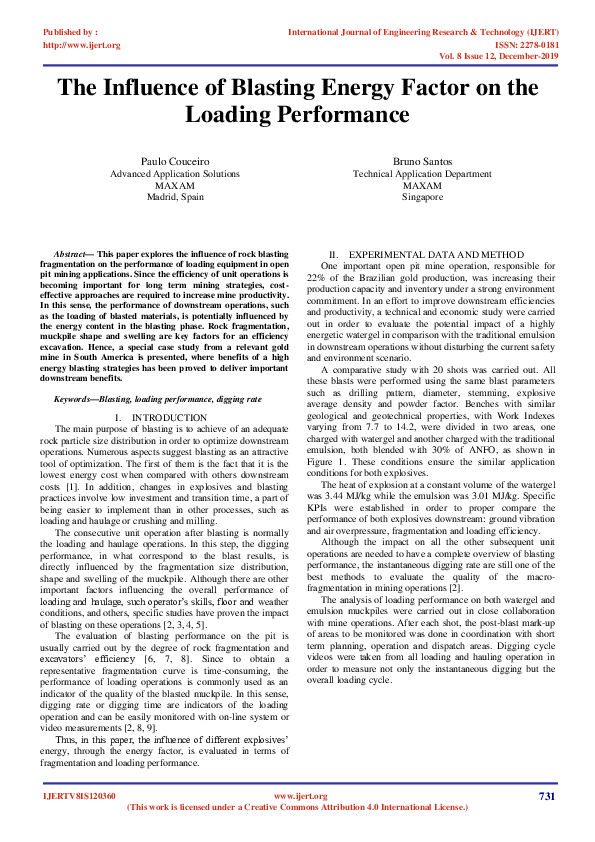 (PDF) The Influence of Blasting Energy Factor on the Loading Performance