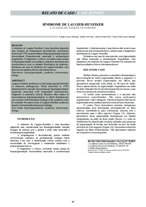 (PDF) Síndrome de Laugier-Hunziker