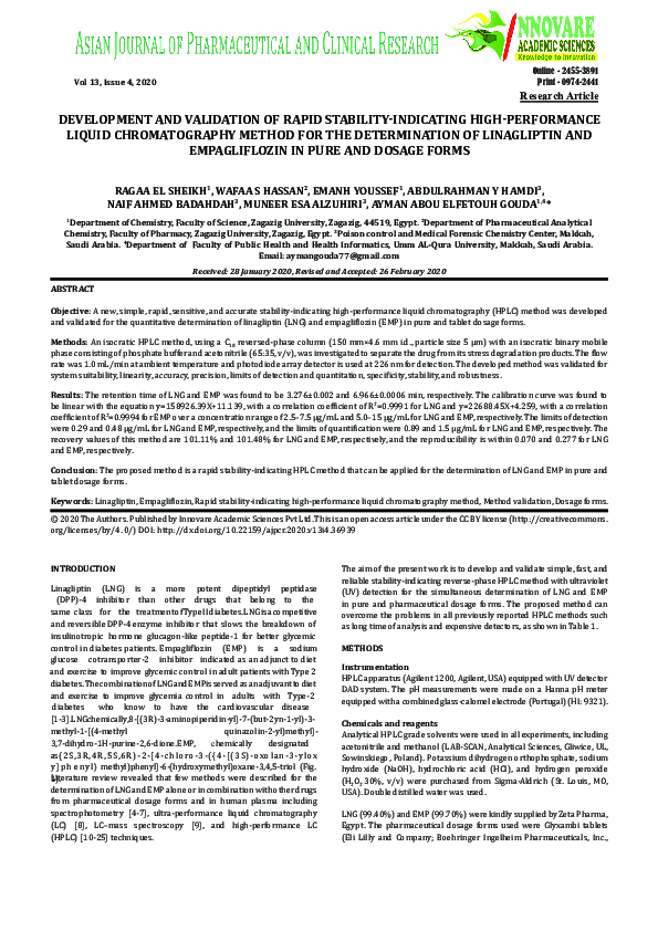 (PDF) DEVELOPMENT AND VALIDATION OF RAPID STABILITY-INDICATING HIGH-PERFORMANCE LIQUID ...