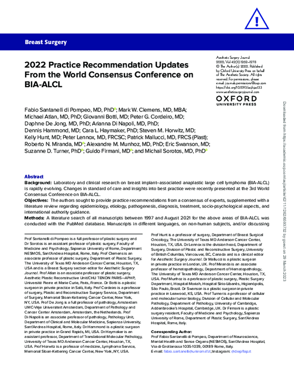 (PDF) 2022 Practice Recommendation Updates From the World Consensus ...