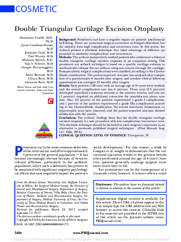 (PDF) Double Triangular Cartilage Excision Otoplasty