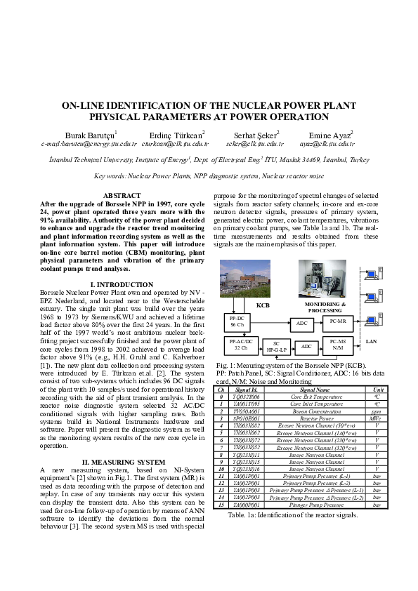 (PDF) Real time reactor noise diagnostics for the Borssele (PWR) nuclear power plant | Burak ...