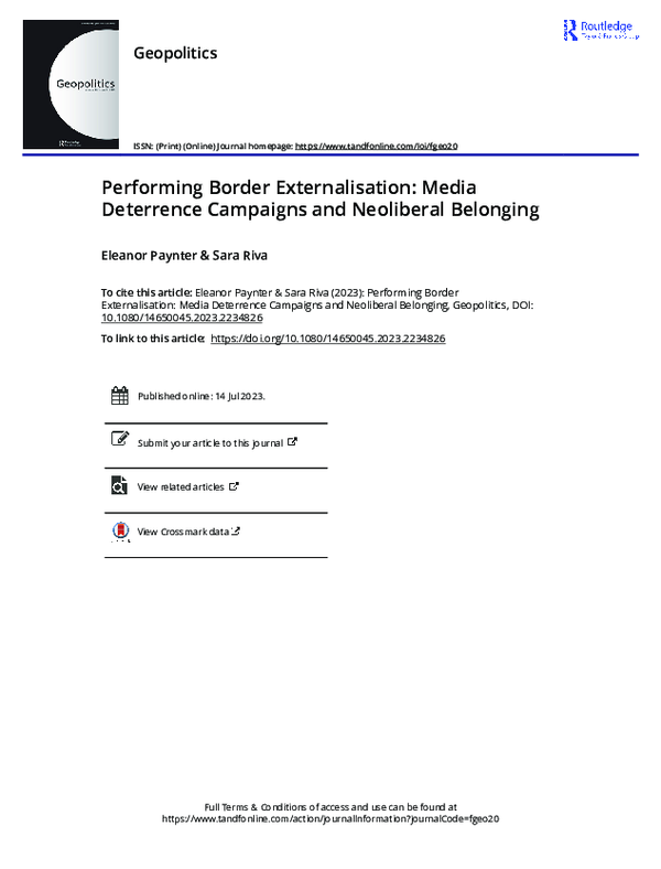 (PDF) Performing Border Externalisation: Media Deterrence Campaigns and ...