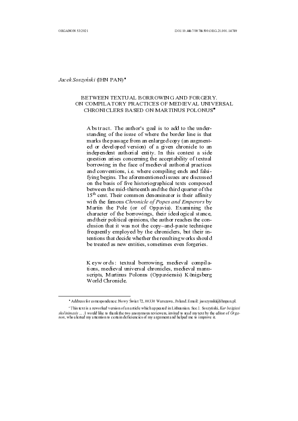 (PDF) Between Textual Borrowing and Forgery. On Compilatory Practices ...