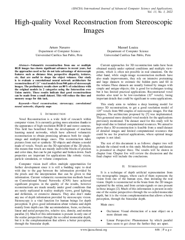 (PDF) High-quality Voxel Reconstruction from Stereoscopic Images