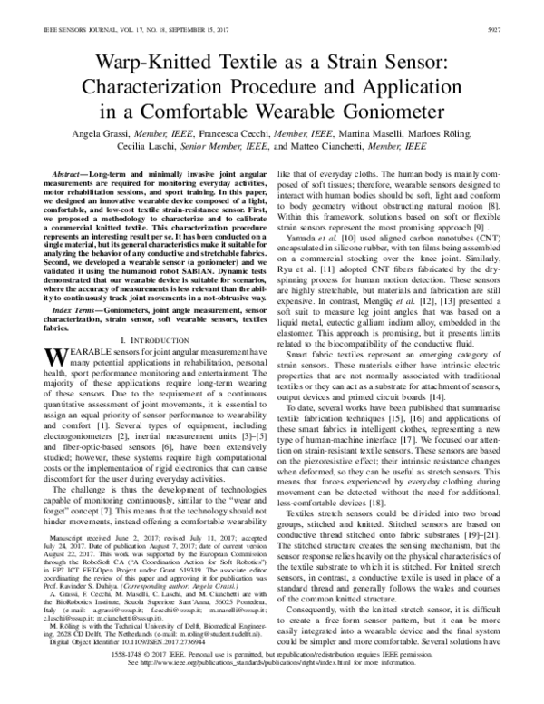 (PDF) Warp-Knitted Textile as a Strain Sensor: Characterization ...