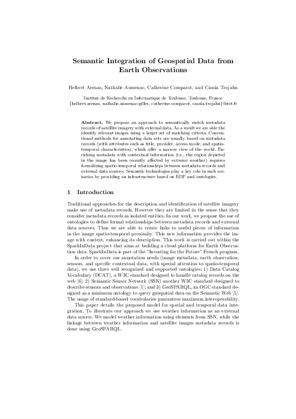 (PDF) Semantic Integration of Geospatial Data from Earth Observations