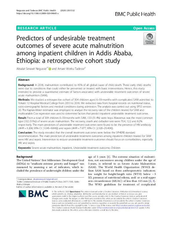 (PDF) Predictors of undesirable treatment outcomes of severe acute ...