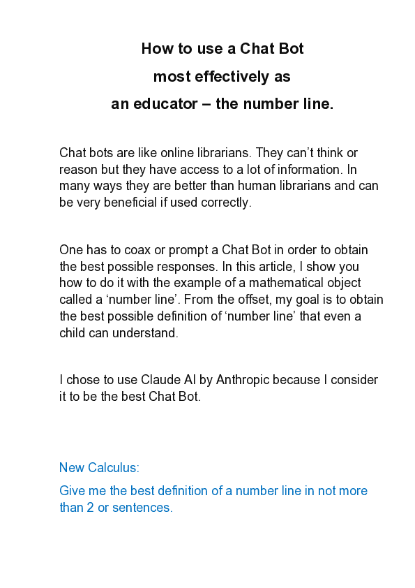 (PDF) How to use a Chat Bot most effectively - the number line.