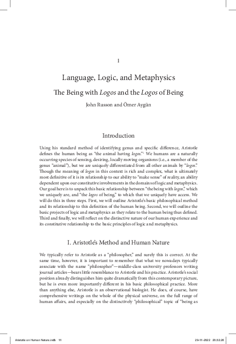 (PDF) Language, Logic, and Metaphysics: The Being with Logos and the ...