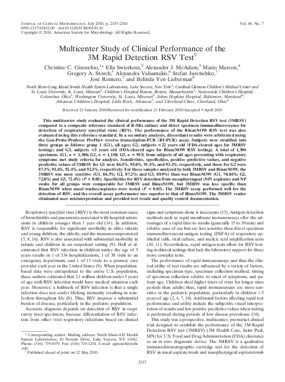 (PDF) Multicenter Study of Clinical Performance of the 3M Rapid ...