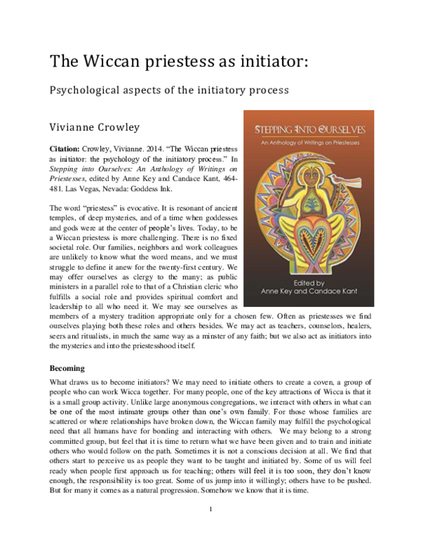 (PDF) The Wiccan priestess as initiator: Psychological aspects of the ...