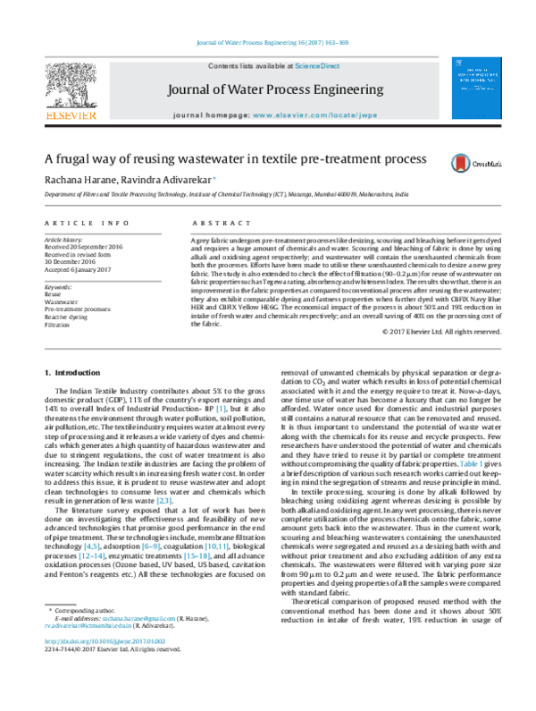 (PDF) A frugal way of reusing wastewater in textile pre-treatment process