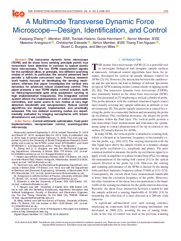 (PDF) A Multimode Transverse Dynamic Force Microscope—Design, Identification, and Control