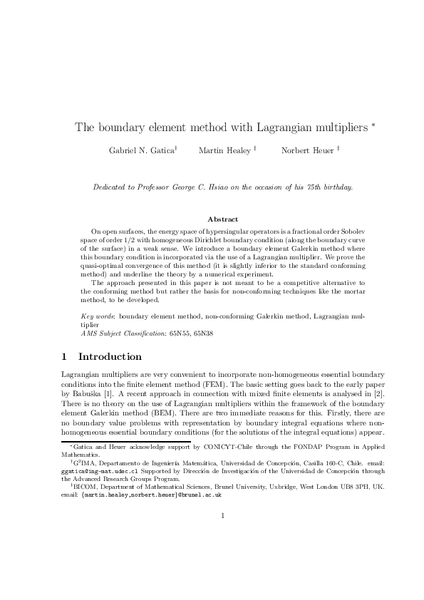 (PDF) The boundary element method with Lagrangian multipliers