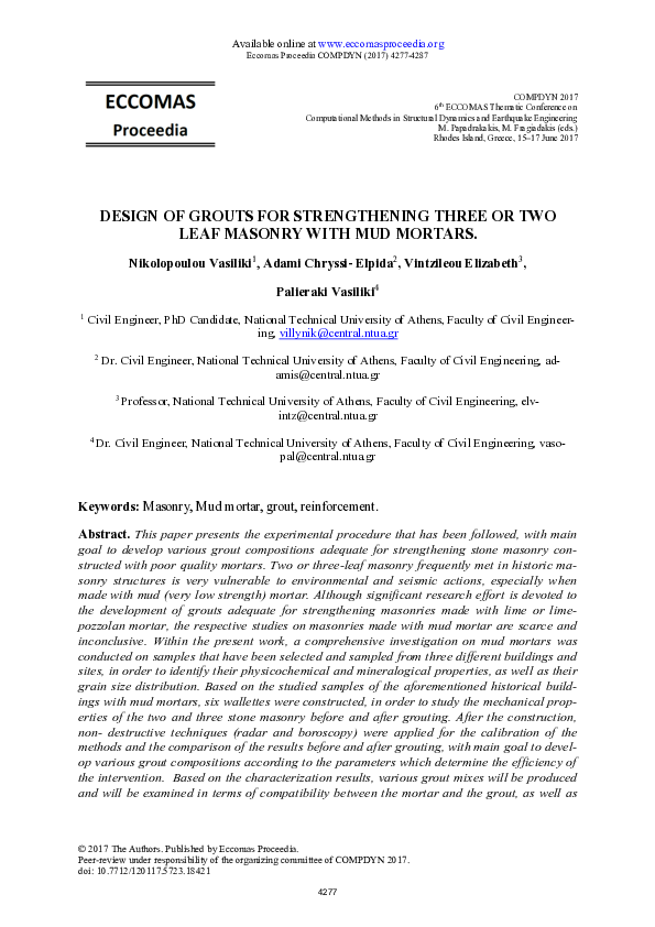 (PDF) Design of Grouts for Strengthening Three or Two Leaf Masonry with ...