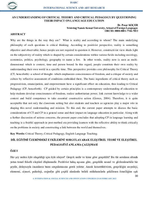 (PDF) AN UNDERSTANDING OF CRITICAL THEORY AND CRITICAL PEDAGOGY BY ...