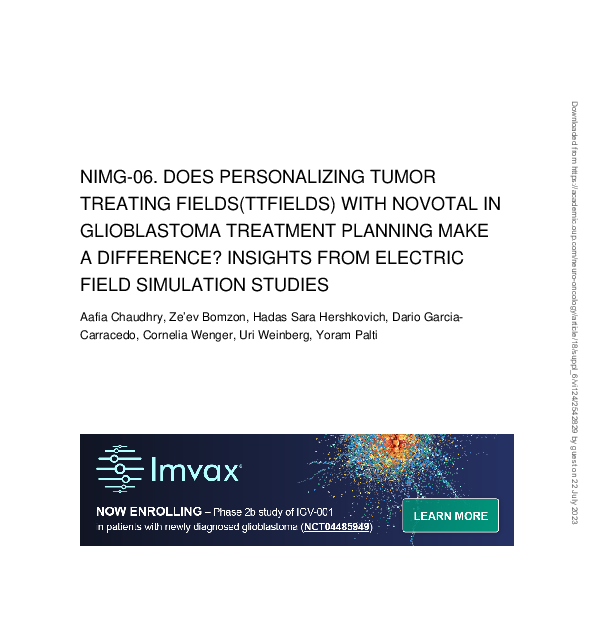 (PDF) NIMG-06. Does Personalizing Tumor Treating Fields(Ttfields) with ...